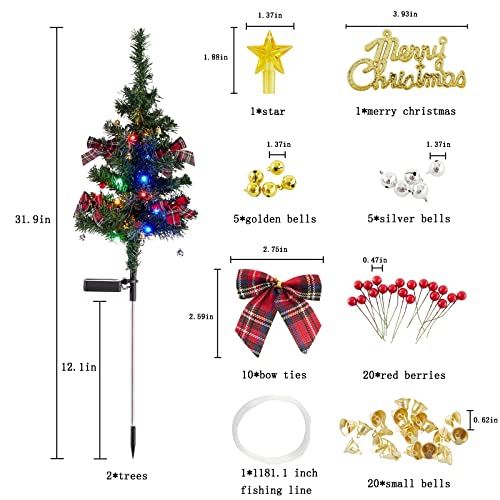 KUKIKUKI Solar Christmas Trees for Outside Decorations - Outdoor Waterproof LED Tree Landscape Lights for Garden Yard Pathway Lawn Outdoor Decoration (Christmas Tree)