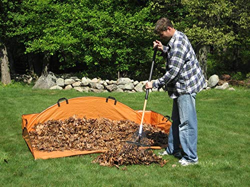 EZ Leaf Hauler Reusable Cleanup Tarp for Lawns and Gardens - Landscape and Yard Accessories, Rake Leaves and Debris, Easy To Use, Collapsible Design, Sport, ( 4’ X 6’), Orange