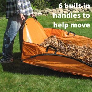 EZ Leaf Hauler Reusable Cleanup Tarp for Lawns and Gardens - Landscape and Yard Accessories, Rake Leaves and Debris, Easy To Use, Collapsible Design, Sport, ( 4’ X 6’), Orange