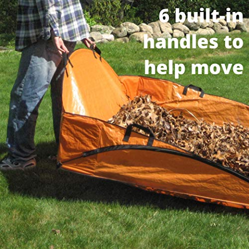 EZ Leaf Hauler Reusable Cleanup Tarp for Lawns and Gardens - Landscape and Yard Accessories, Rake Leaves and Debris, Easy To Use, Collapsible Design, Sport, ( 4’ X 6’), Orange