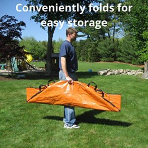 EZ Leaf Hauler Reusable Cleanup Tarp for Lawns and Gardens - Landscape and Yard Accessories, Rake Leaves and Debris, Easy To Use, Collapsible Design, Sport, ( 4’ X 6’), Orange