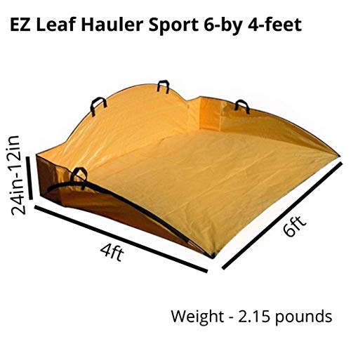 EZ Leaf Hauler Reusable Cleanup Tarp for Lawns and Gardens - Landscape and Yard Accessories, Rake Leaves and Debris, Easy To Use, Collapsible Design, Sport, ( 4’ X 6’), Orange