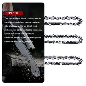 6 Inch Mini Chainsaw Chain , Replacement Cordless Battery Powered Electric Portable Chainsaw Chain , Guide Saw Chain for All 6-inch Mini Chainsaws for Wood Branch Pruning Trimming Cutting (3 Pcs)