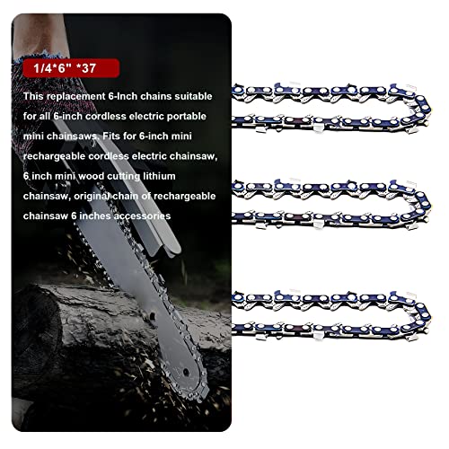 6 Inch Mini Chainsaw Chain , Replacement Cordless Battery Powered Electric Portable Chainsaw Chain , Guide Saw Chain for All 6-inch Mini Chainsaws for Wood Branch Pruning Trimming Cutting (3 Pcs)