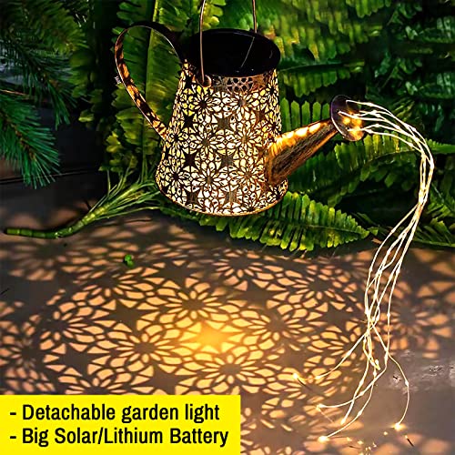 Nixby Removable Solar Watering Can with Lights Outdoor,Hanging Solar Lantern,Metal .Waterproof Garden Lights Decorations Mother's Day Gift Lights Outdoor Decorative 90 LED Light Sources, Warm White