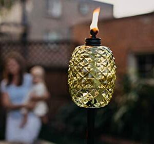 TIKI Green Brand Convertible Torch Glass Pineapple Outdoor Decorative Lighting for Lawn Patio Garden, 65 in, 1117095