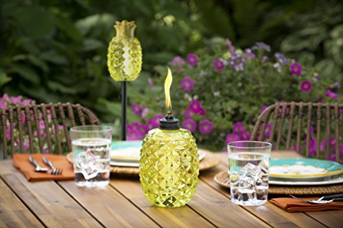 TIKI Green Brand Convertible Torch Glass Pineapple Outdoor Decorative Lighting for Lawn Patio Garden, 65 in, 1117095