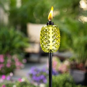 TIKI Green Brand Convertible Torch Glass Pineapple Outdoor Decorative Lighting for Lawn Patio Garden, 65 in, 1117095