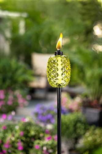 TIKI Green Brand Convertible Torch Glass Pineapple Outdoor Decorative Lighting for Lawn Patio Garden, 65 in, 1117095