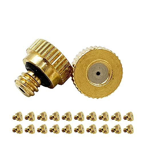 RuoFeng Mister Nozzles Brass For Outdoor Cooling System Low-Pressure Atomizer 22 pcs Orifice 0.008" (0.2 mm) 10-24 UNC