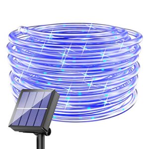 solar rope lights outdoor waterproof led – 40ft 100 led tube light 8 modes waterproof flexible solar fairy rope lights string for garden patio fence balcony camping party tree decoration lighting