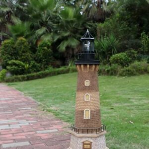 LED Solar Powered Lighthouse, 360 Degree Rotating Lamp Courtyard Decoration Waterproof Garden Smoke Towers Statue Lights for Outdoor Garden Pathway Patio