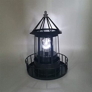 LED Solar Powered Lighthouse, 360 Degree Rotating Lamp Courtyard Decoration Waterproof Garden Smoke Towers Statue Lights for Outdoor Garden Pathway Patio