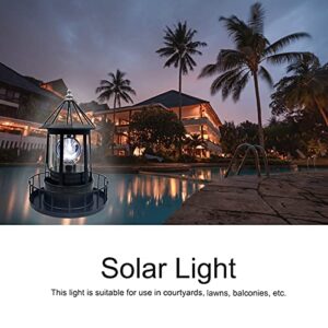 LED Solar Powered Lighthouse, 360 Degree Rotating Lamp Courtyard Decoration Waterproof Garden Smoke Towers Statue Lights for Outdoor Garden Pathway Patio