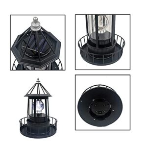 LED Solar Powered Lighthouse, 360 Degree Rotating Lamp Courtyard Decoration Waterproof Garden Smoke Towers Statue Lights for Outdoor Garden Pathway Patio