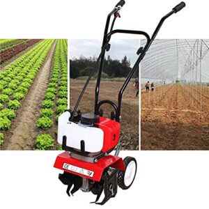 ocasami rototiller mini tiller cultivator garden tiller micro tillage ripper 52cc air-cooled two-stroke gas powered with 4 tilling blade, for garden, lawn, digging, weed removal, soil cultivation