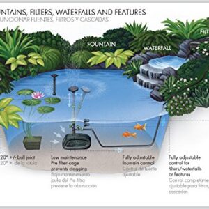 Pennington Aquagarden , Universal 1200 All in One Submersible Pond & Water Pump , Suitable for Fountains, Filters, Waterfalls, Hydroponics & Aquaponics , For Ponds up to 600 Gallons, 1200 - large pond