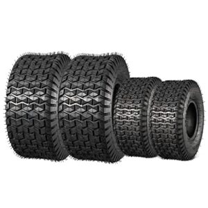 maxauto lawn mower tire 15×6.00-6 front & 20x8.00-8 rear tire for lawn & garden tractor, 4ply tubeless, set of 2