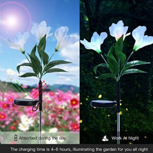 QJB Outdoor Solar Garden Stake Lights - Multi-Color Changing Flower Lights for Pathway, Lawn (3pack Clivia)