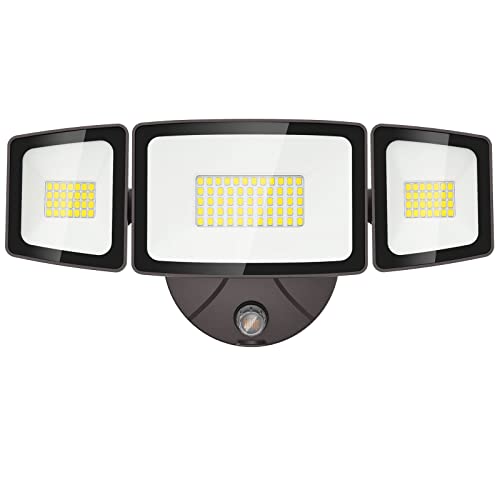 Olafus 55W Flood Lights Dusk to Dawn Outdoor Lighting, IP65 Waterproof LED Security Light with Photocell, 5500LM Dusk Dawn Outside Light, 6500K Brown Exterior Floodlight for Yard Garden Porch Backyard