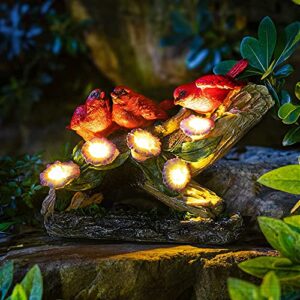 gigalumi cardinal birds garden statue solar lights, outdoor cardinal menmorial statues gifts decorative waterproof led solar cardinal lights figurine, garden ornament gift outdoor lawn, yard decor