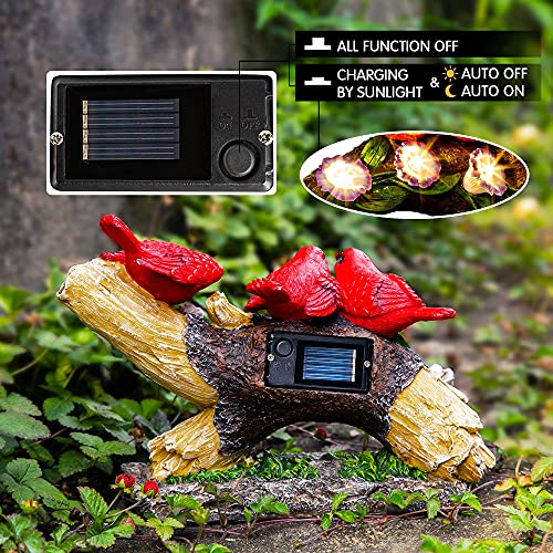 GIGALUMI Cardinal Birds Garden Statue Solar Lights, Outdoor Cardinal Menmorial Statues Gifts Decorative Waterproof LED Solar Cardinal Lights Figurine, Garden Ornament Gift Outdoor Lawn, Yard Decor