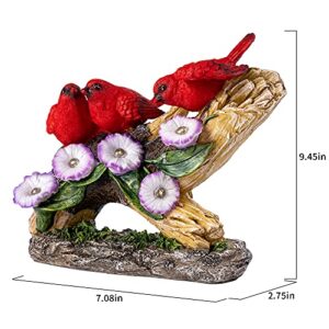 GIGALUMI Cardinal Birds Garden Statue Solar Lights, Outdoor Cardinal Menmorial Statues Gifts Decorative Waterproof LED Solar Cardinal Lights Figurine, Garden Ornament Gift Outdoor Lawn, Yard Decor