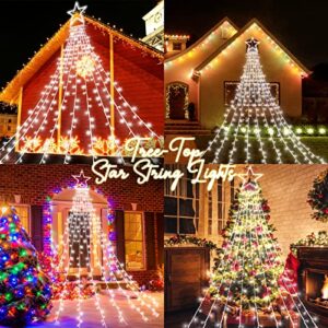 Outdoor Christmas Decorations 344 LED Star Lights Easy Installation & Waterproof Christmas Lights 8 Modes Christmas Tree Lights for Xmas Tree Home Wedding Thanksgiving Party Holiday Wall Garden