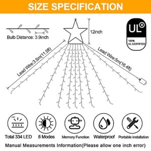 Outdoor Christmas Decorations 344 LED Star Lights Easy Installation & Waterproof Christmas Lights 8 Modes Christmas Tree Lights for Xmas Tree Home Wedding Thanksgiving Party Holiday Wall Garden