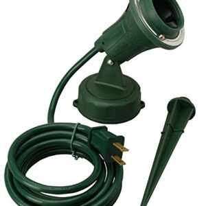 Woods Outdoor Floodlight Fixture With Stake (6-Feet cord, 120V, Green)