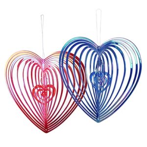 yardwe 2pcs heart wind spinner bird blinder pinwheels bird deterrent hanging spinners to keep birds away for yard garden