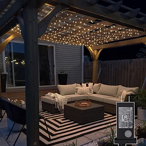 Eueasy Gazebo Lights Outdoor, 8ftx8ft Plug in Holiday Chandelier Fairy Lights 240 LED 8 Lighting Modes, Waterproof Curtain Lights for Gazebo, Party, Window, Garden (Warm White)