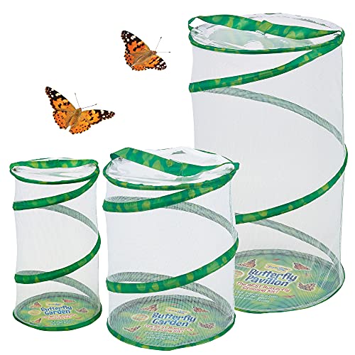 Insect Lore - 3 Pack Butterfly Habitat, Pavilion, Garden, and Mini Garden Insect Mesh Cages, Pop Up Terrarium