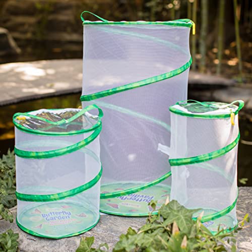 Insect Lore - 3 Pack Butterfly Habitat, Pavilion, Garden, and Mini Garden Insect Mesh Cages, Pop Up Terrarium