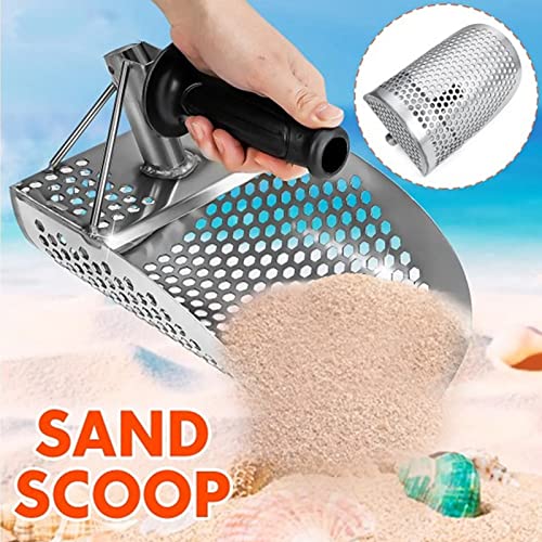 Fafeicy Sand Scoop, 304 Stainless Steel Rust Proof Metal Detecting Shovel with Electroplated Surface, for Beach, Garden