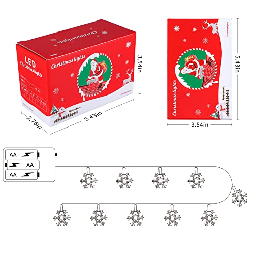 19.6 ft 40 LED White Snowflake String Lights Battery Powered Christmas Indoor Decorations, Waterproof Fairy Lights for Xmas Tree Garden Patio Bedroom Party Decor