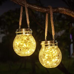 solar lanterns outdoor waterproof，2 pack solar decorative lantern 30 led hanging solar powered lights for garden patio backyard tree landscape decorative (warm white)