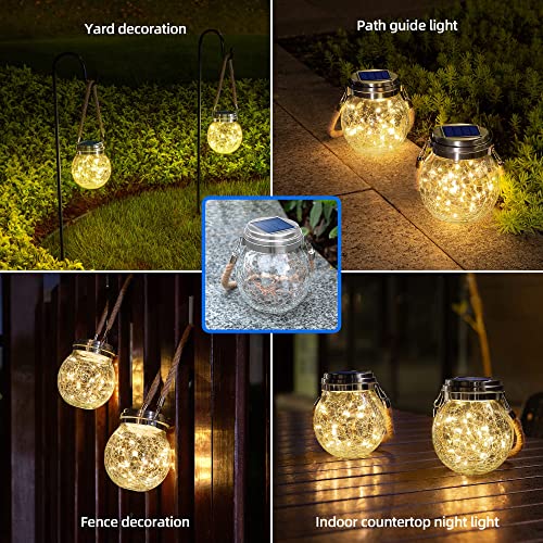 Solar Lanterns Outdoor Waterproof，2 Pack Solar Decorative Lantern 30 LED Hanging Solar Powered Lights for Garden Patio Backyard Tree Landscape Decorative (Warm White)