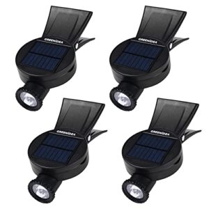 4 pack solar spot lights,led solar garden lights, outdoor solar lights, clip solar light fence lights, waterproof solar spotlights for fence deck garage patio porch