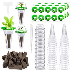 131 pcs hydroponic garden accessories plant pod kit aero growing kit with 30 pcs grow baskets, 30 pcs transparent insulation lids, 30 pcs plant grow sponges, 30 pcs grow domes, 10 pcs tags, 1 tweezer