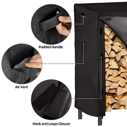 Amagabeli 8 ft Outdoor Fire Wood Log Rack Bundle 8ft Firewood Log Rack Cover