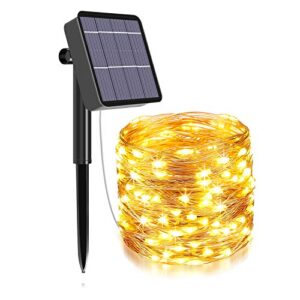 solar string lights outdoor,240 led total&80 ft ultra long solar light with 1200mah battery backup,8 modes solar fairy lights for garden patio yard party decoration (1pack- warm white)