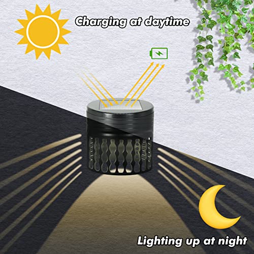 Anordsem Solar Deck Lights, 4 Pack Solar Fence Lights with Warm White and RGB Lock Mode,Waterproof Solar Garden Decorative Lights for Fence, Patio, Deck, Yard, Stairs