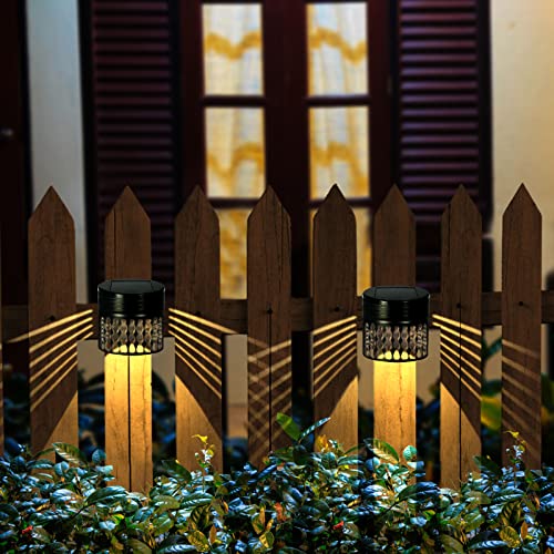 Anordsem Solar Deck Lights, 4 Pack Solar Fence Lights with Warm White and RGB Lock Mode,Waterproof Solar Garden Decorative Lights for Fence, Patio, Deck, Yard, Stairs