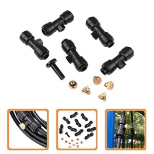 Angoily 1 set for System Sprinkler Flower Cooling Brass Equipment Bed Nozzle Tubing Garden End Mist Tees Irrigation Drip Distribution Misting Plug with Nozzles Outdoor Watering Kit Mister