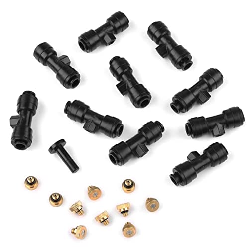 Angoily 1 set for System Sprinkler Flower Cooling Brass Equipment Bed Nozzle Tubing Garden End Mist Tees Irrigation Drip Distribution Misting Plug with Nozzles Outdoor Watering Kit Mister