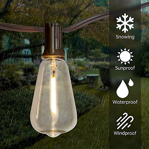 Vanthylit Outdoor String Light 15FT Patio String Lights with LED Filament Bulb Waterproof Lights Retro Vintage Edison Bulbs for Backyard Patio Bistro Party Garden Connectable