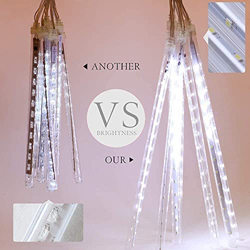 Meteor Shower Lights LED String Lights, Waterproof Falling Rain Lights 11.8 inch 8 Tubes Double-Sided SMD Lamp Beads Curtain Lights Garden Square Hanging Decorative Lamps for Bar Halloween Christmas