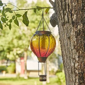 hot air balloon solar lantern with flickering flame hanging solar lights outdoor waterproof lanterns for garden patio yard party decoration