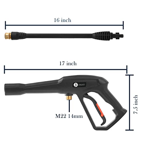 JOEJET High Pressure Washer Replacement Gun with Jet Wand and 5 Spray Nozzle Tips, Compatible with Some Karcher, Ryobi, Powerstroke Electric Power Washer